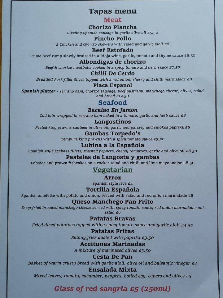 Menu at The Wheatsheaf & Pigeon pub & bar, Stanwell