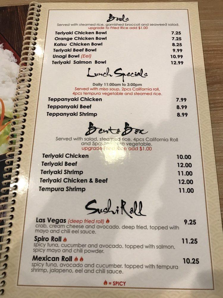 Menu at Yamamori Japanese Restaurant, Dinuba