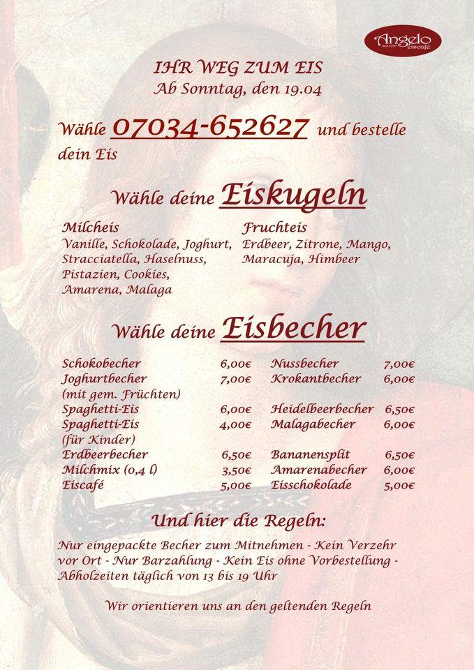 Speisekarte von Eiscafė Angelo Aidlingen restaurant, Aidlingen ...