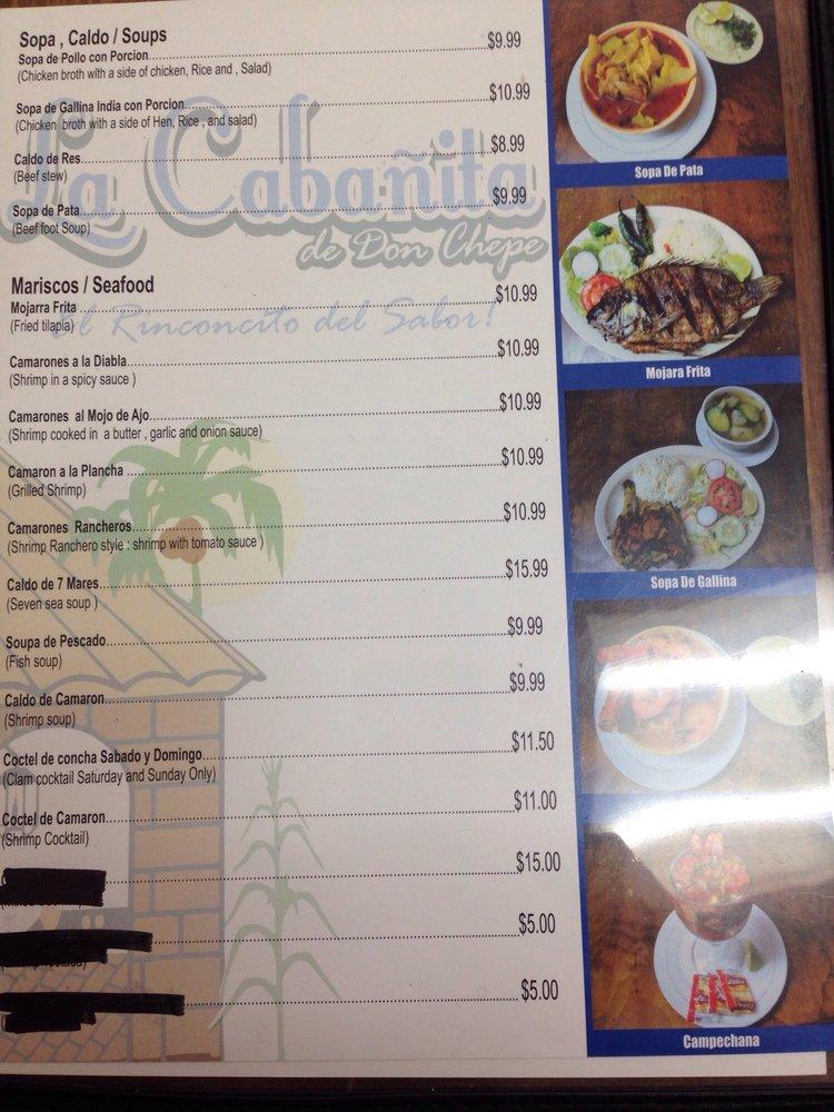 Menu at La Cabanita De Don Chepe restaurant, Los Angeles