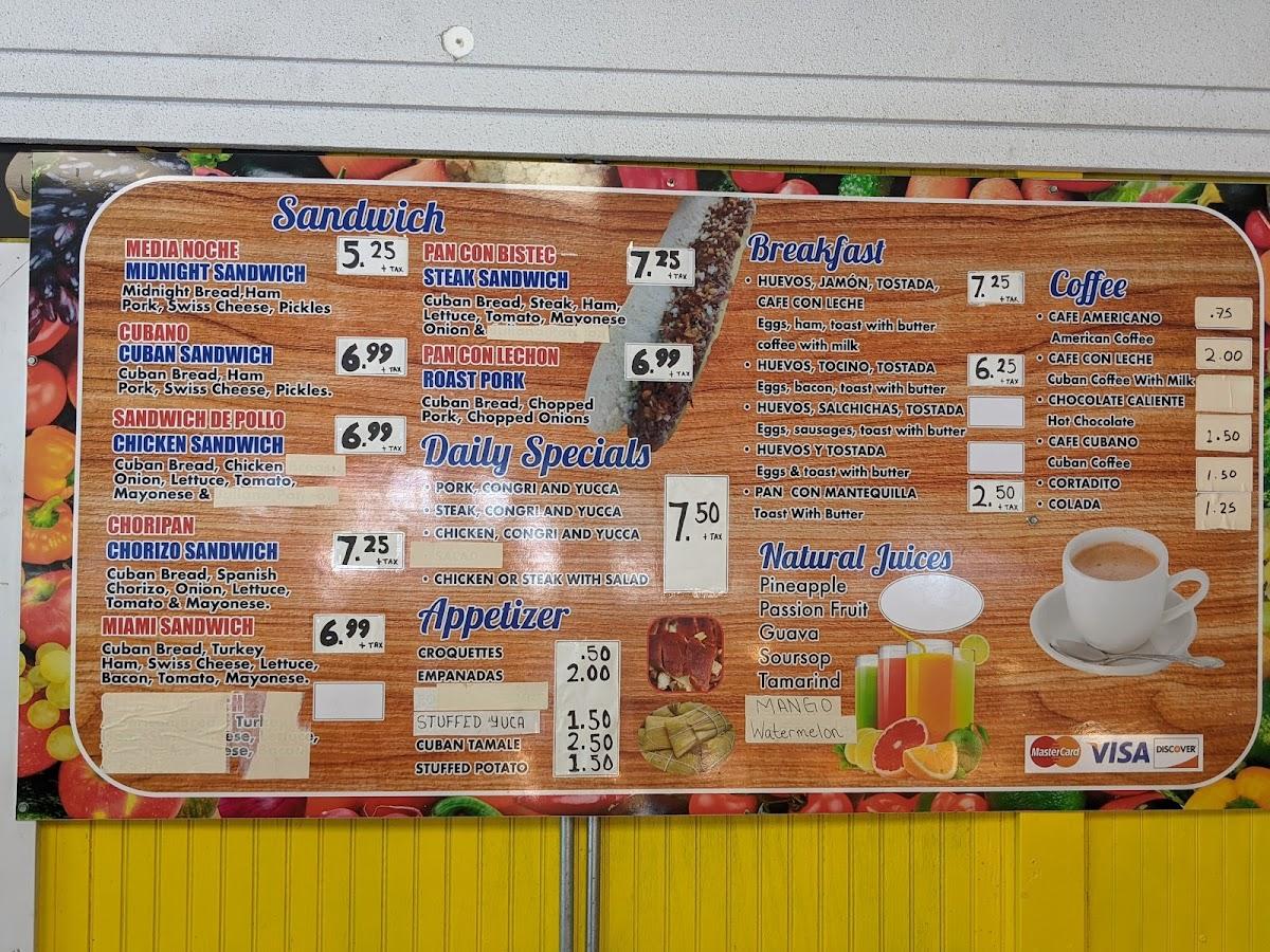 Menu at Tropical Latin Food restaurant, Fort Pierce