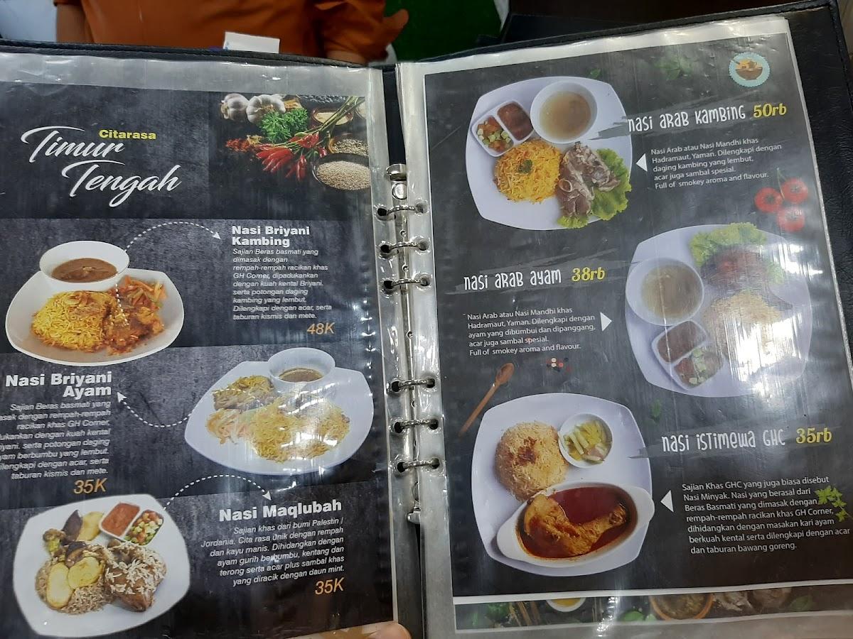 Menu at GH Corner Surabaya Nasi Briyani Nasi Kebuli Roti Canai Teh ...