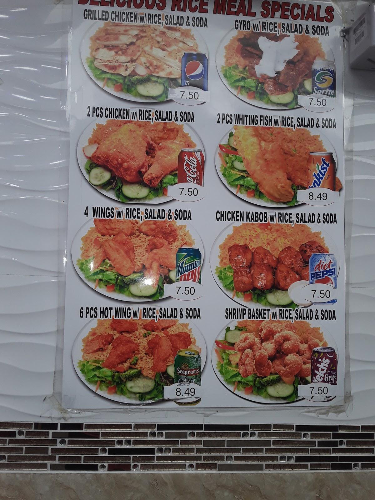 Carta de comida rápida Kennedy Chicken, Nueva York, 433 Dekalb Ave