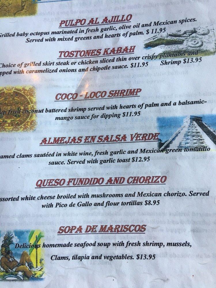 Menu at Maya Cafe, Fishkill