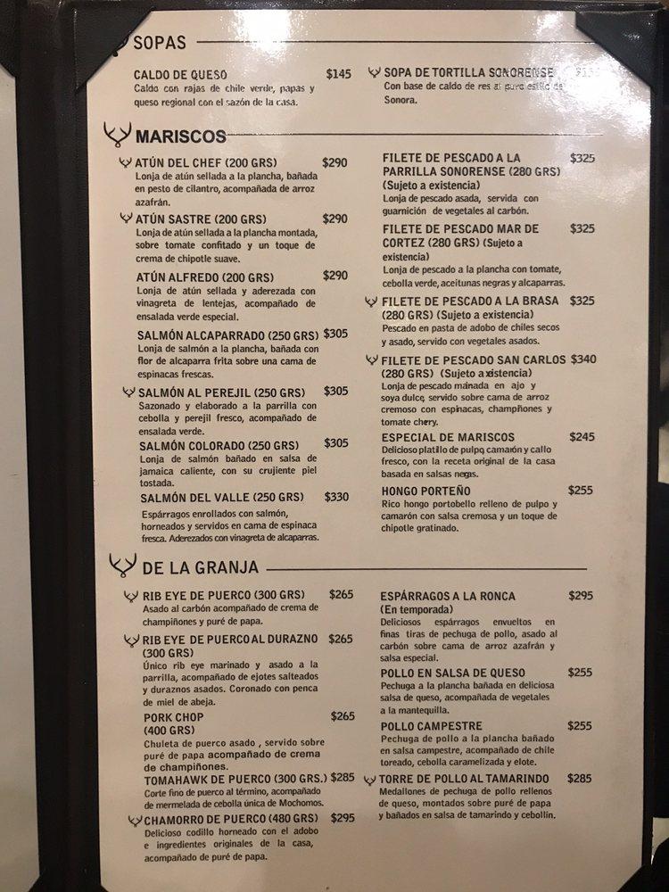 Carta de parrilla Mochomos Mexicali, Mexicali, Calz. Manuel Gómez Morín ...