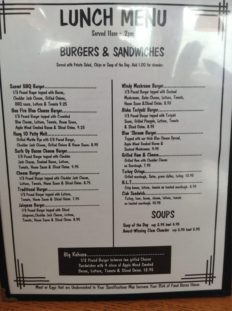 Menu at Our Place Restaurant, Ocean Shores