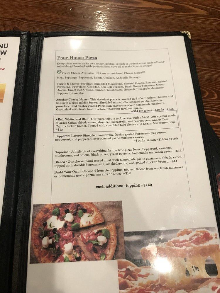 Menu at Pour House pizzeria, Pahrump