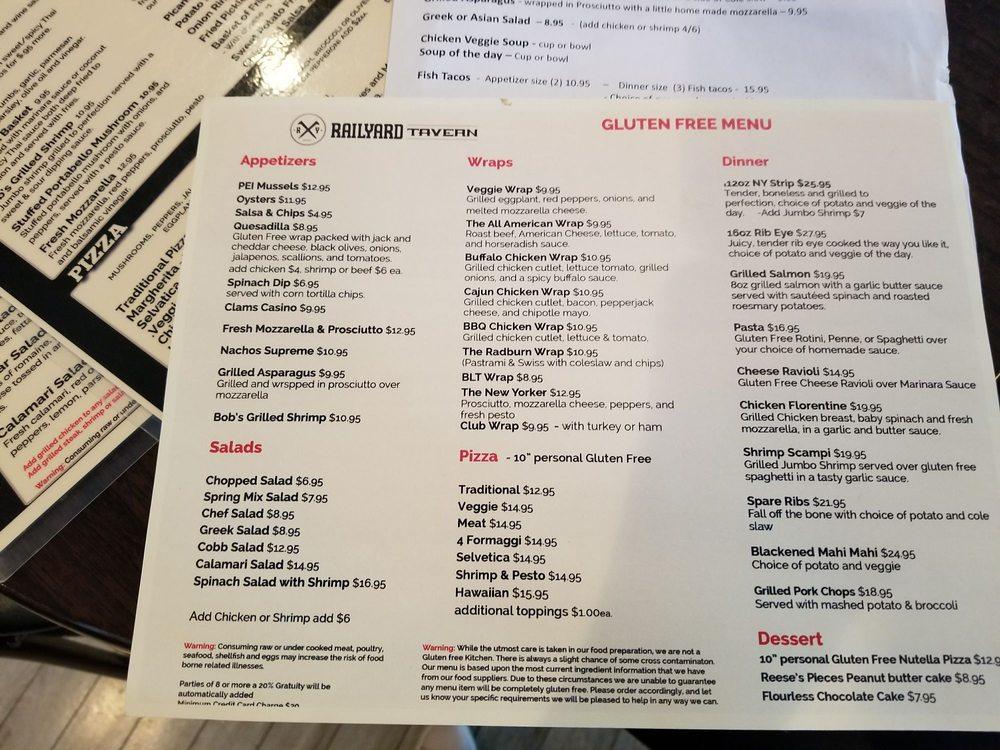 Carta del pub y bar The Railyard Tavern, Fair Lawn