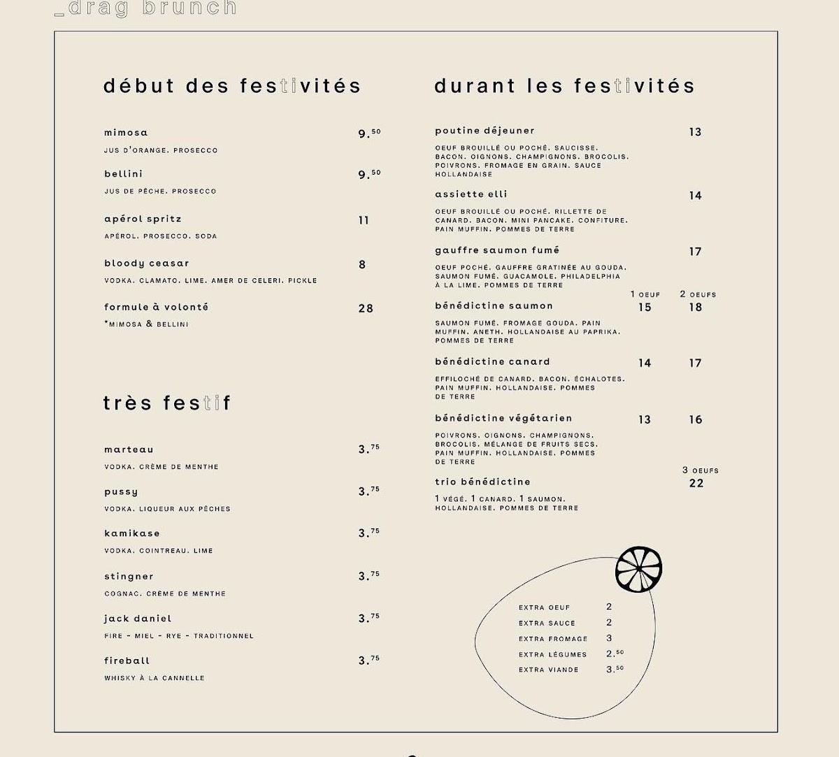 Menu at elli Restaurant, Québec City