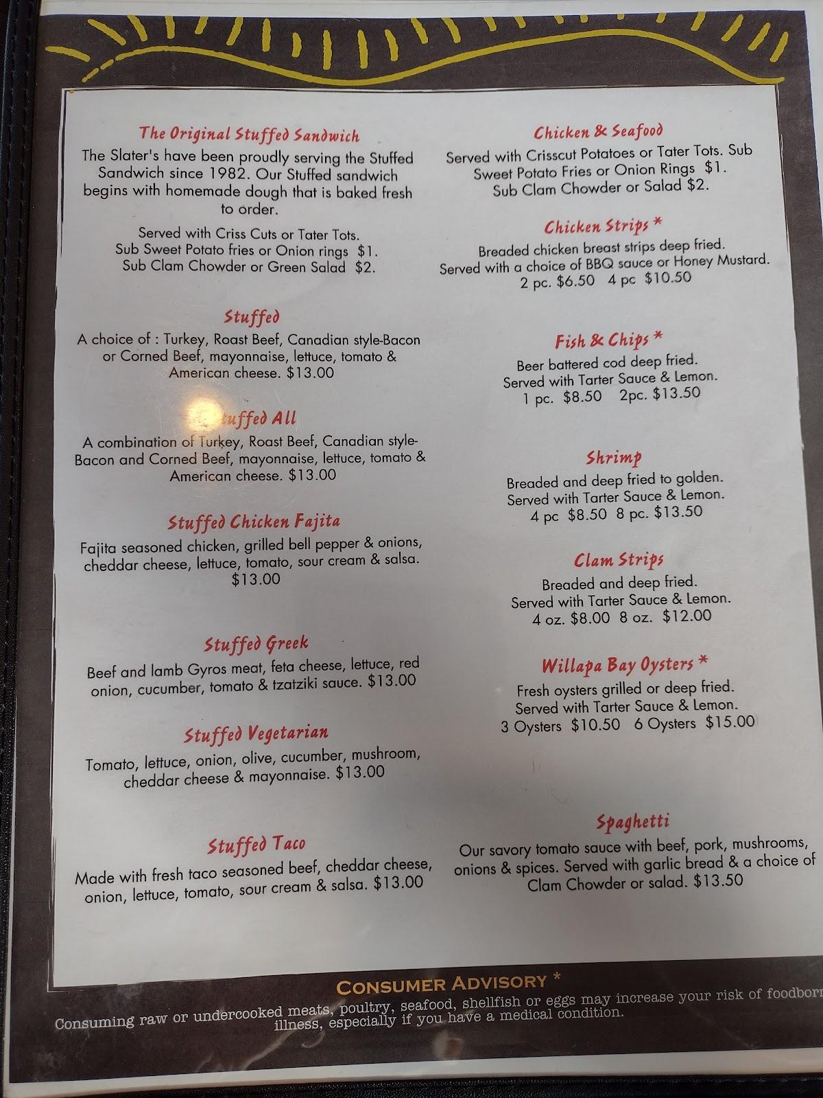 Menu at C&C Classic Diner restaurant, Raymond