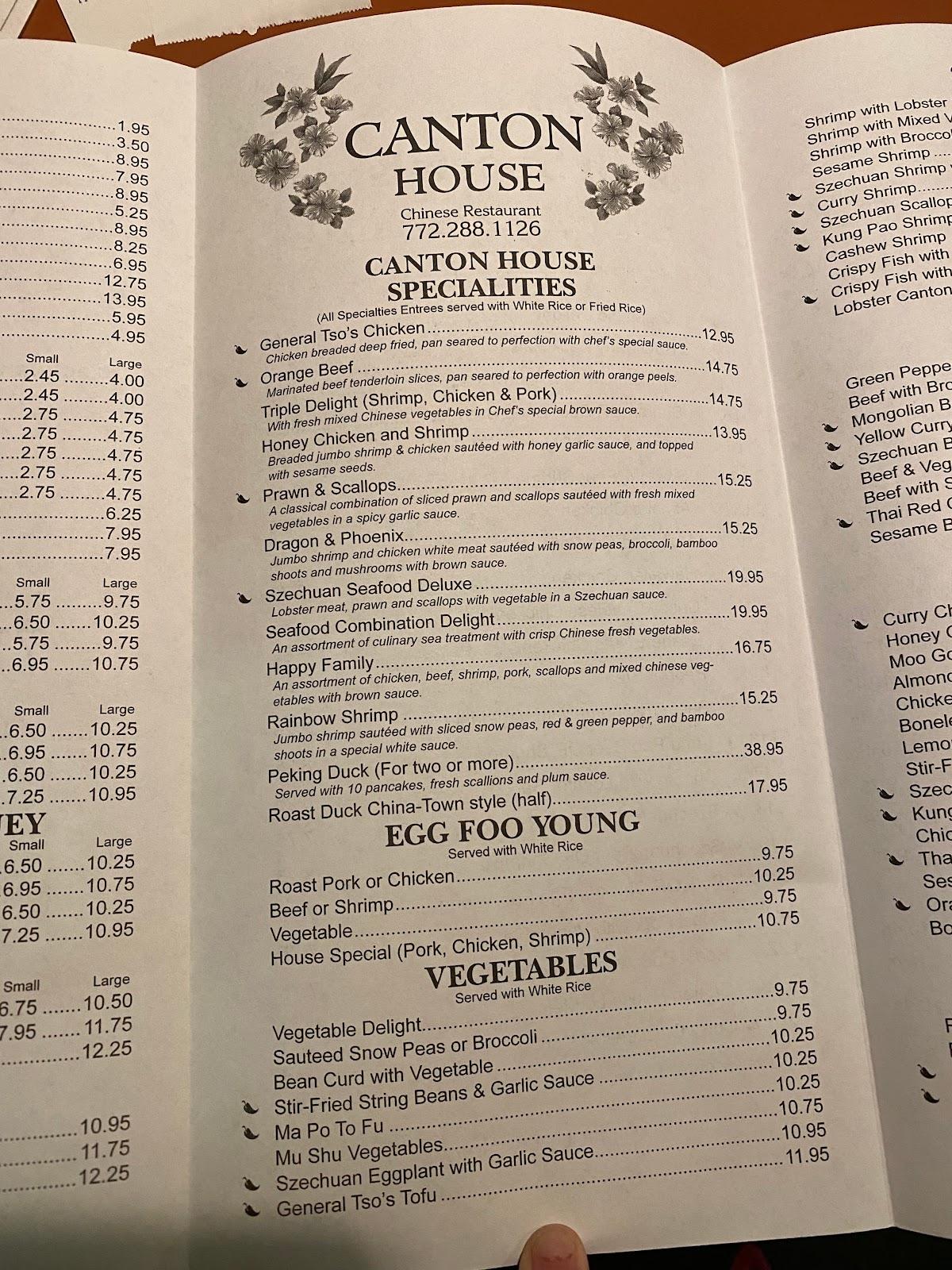 Menu at Canton House Chinese Restaurant, Stuart