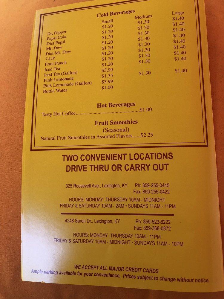 Menu at Grimes's Fast Food (Formerly Richie's), Lexington