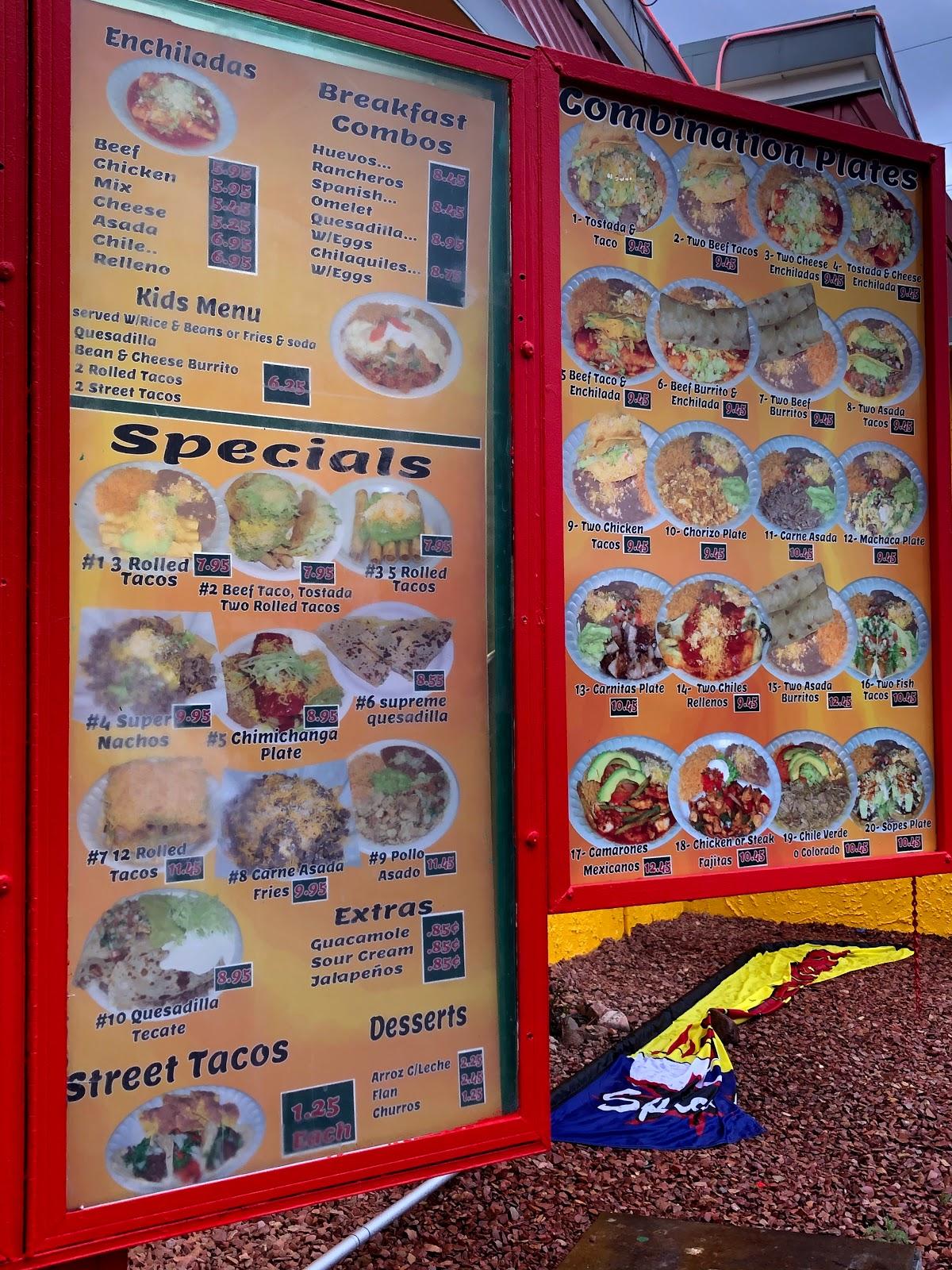 Menu at Los victor's Mexican food California Style restaurant, Silver City