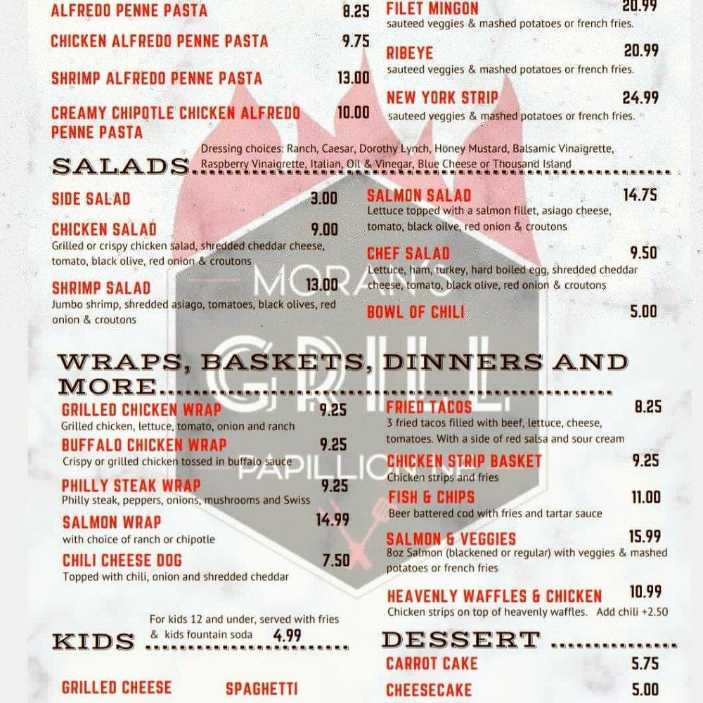 Menu at Moran’s Grill pub & bar, Papillion