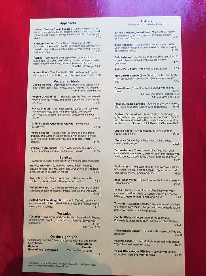 Menu at Buen Apetito inc. restaurant, Waterville