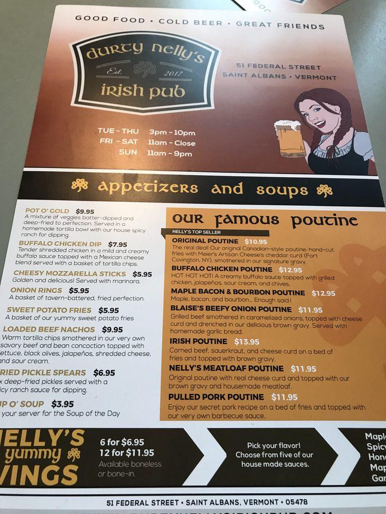 Menu at Nelly's pub & bar, Saint Albans City