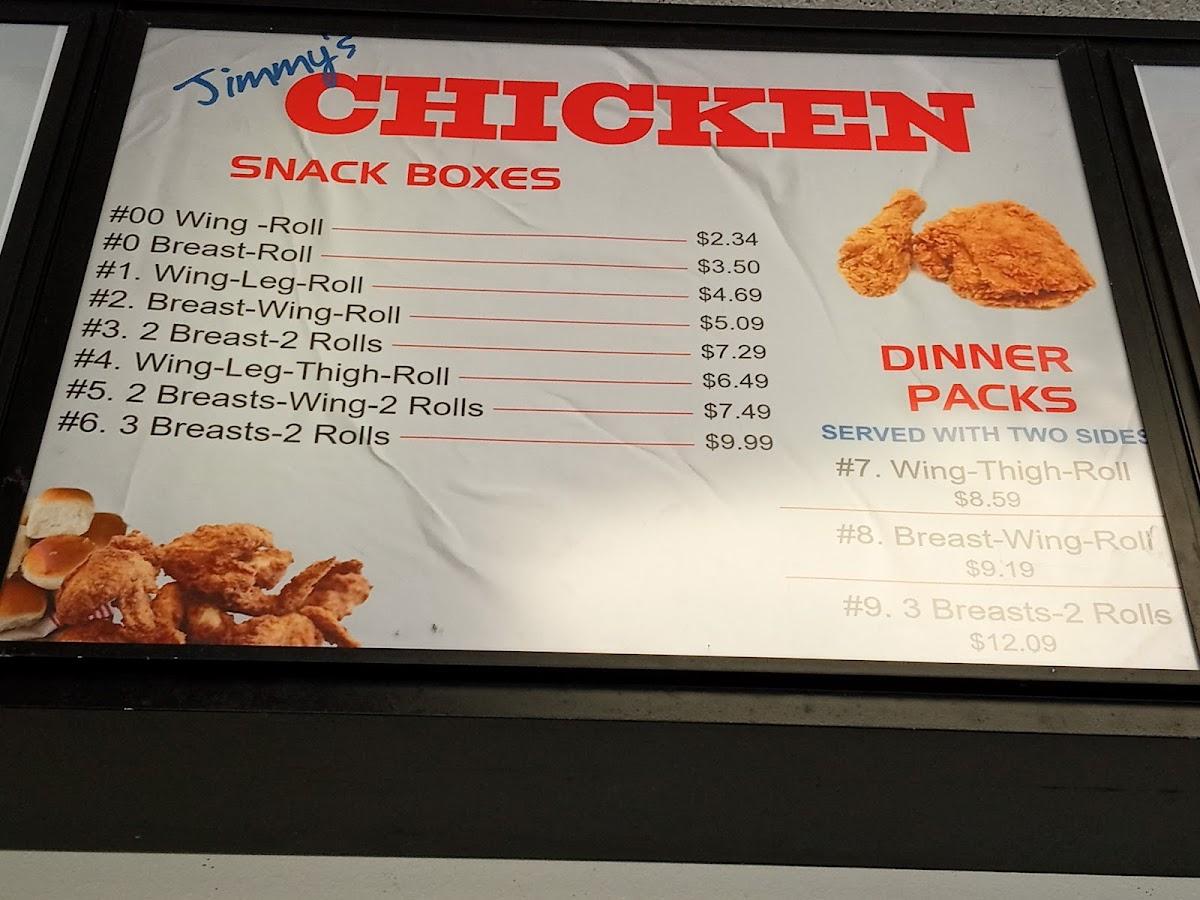 Menu at Jimmy's Chicken restaurant, Arcadia