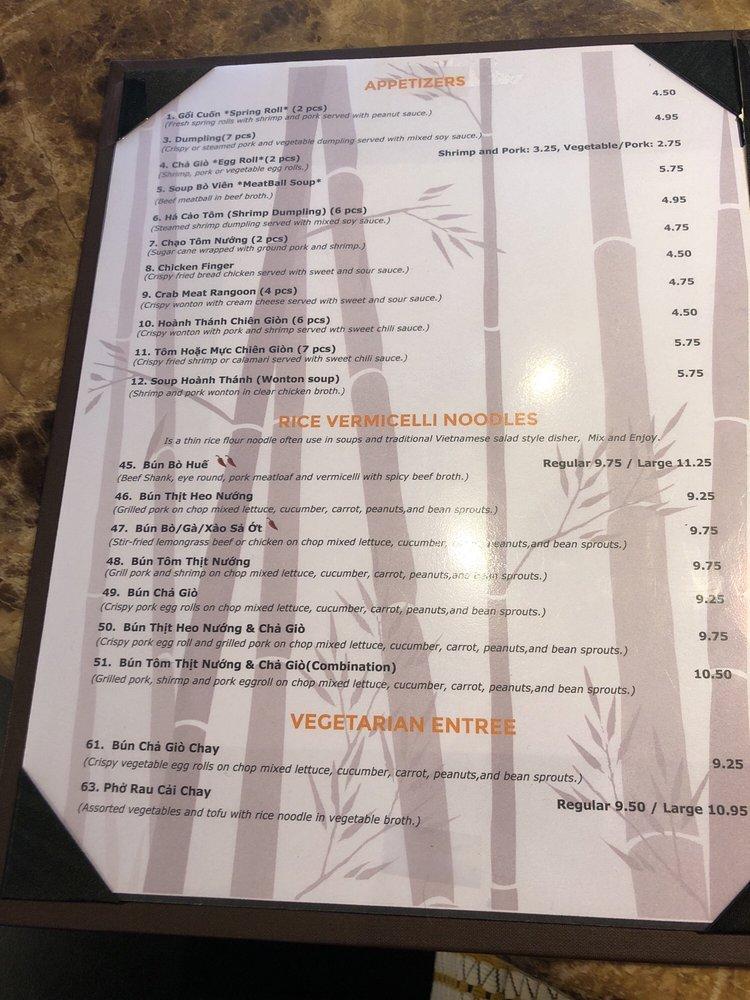 Menu at Mai Pho Restaurant, Cedar Rapids