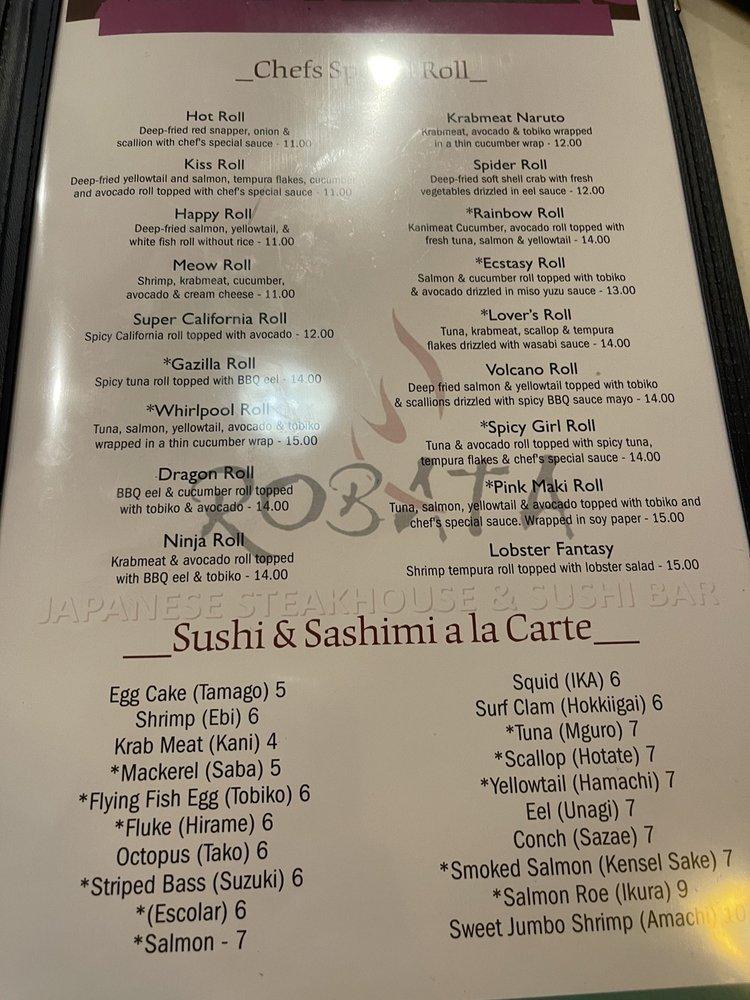 Menu at Robata Japanese Steak House restaurant, Clermont
