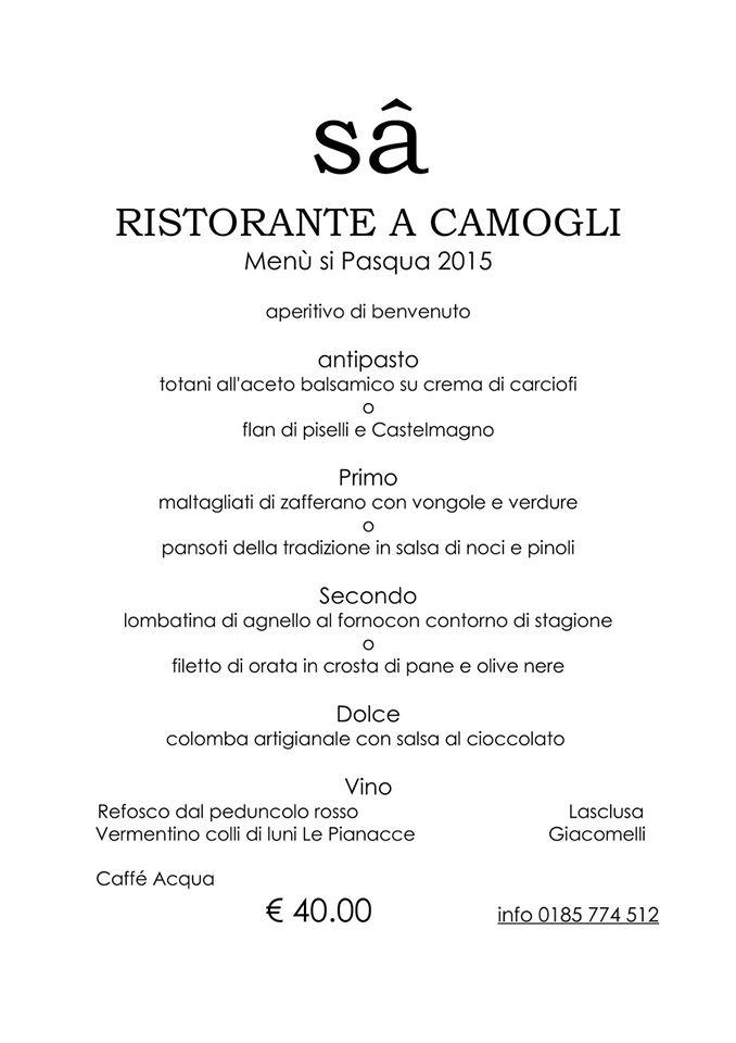 Menu at Sâ restaurant, Camogli, Via Piero Schiaffino