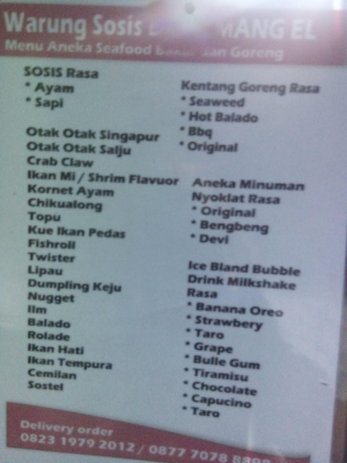 Menu at Warung Jajanan Mang Ugay pub & bar, Siluman, Cipeundeuy