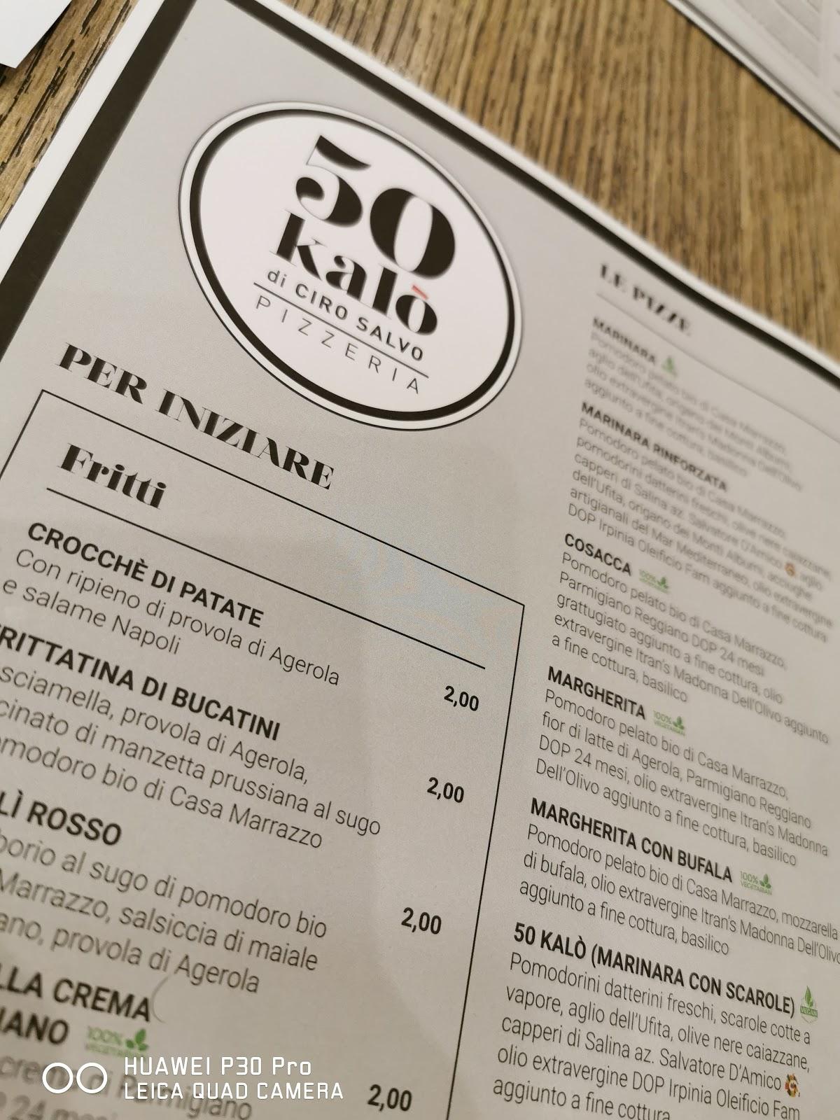 Menu da 50 Kalò Di Ciro Salvo pizzeria, Napoli