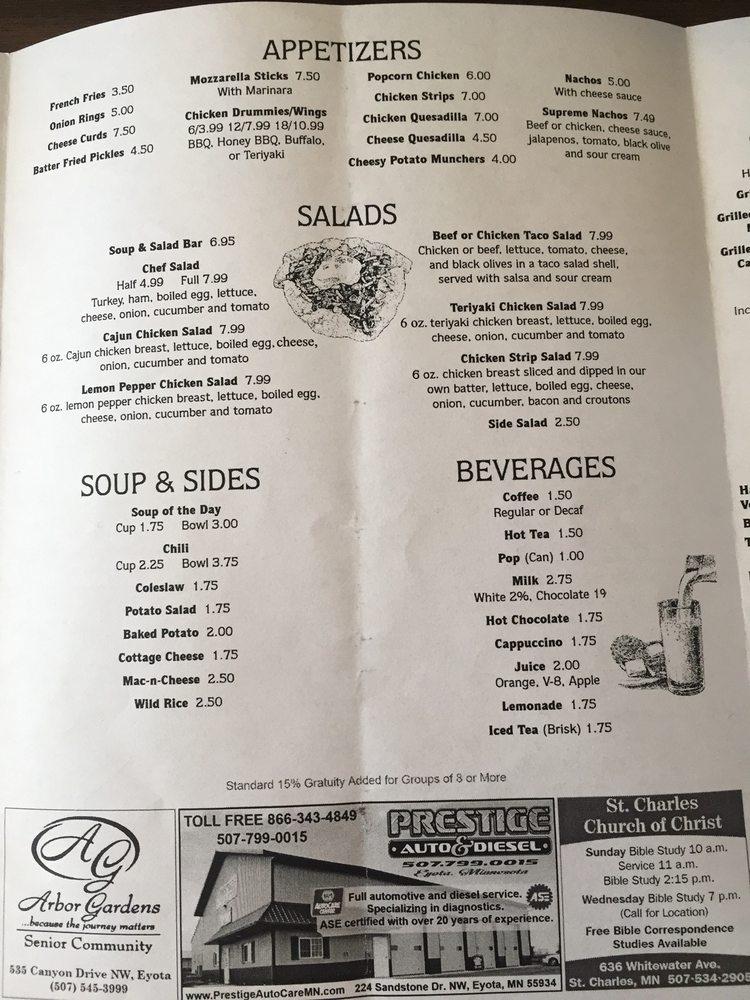 Menu at Blue Collar Cafe, Eyota