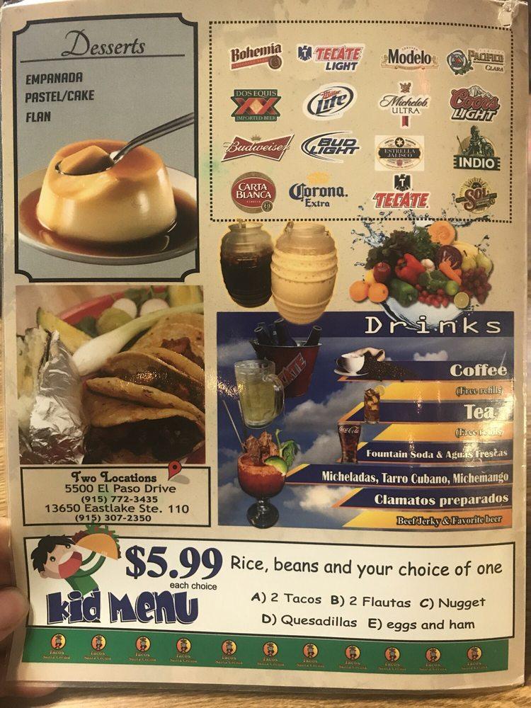 Menu at Santa Cecilia Restaurant-Horizon, Horizon City