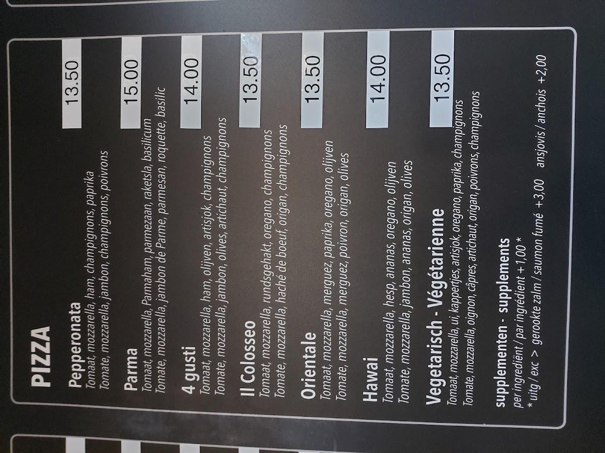 Menu at Via Del Mare, De Panne