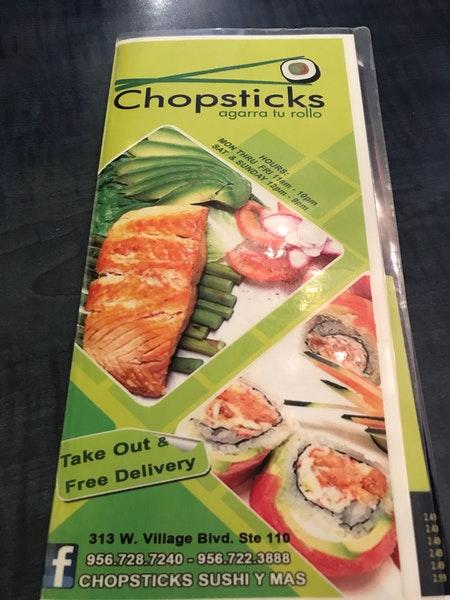 Menu at Chopsticks restaurant, Laredo, 313 W Village Blvd #110