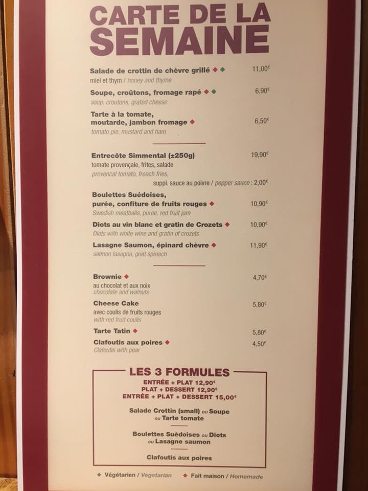 Menu at Elevation 1904 pub & bar, Chamonix