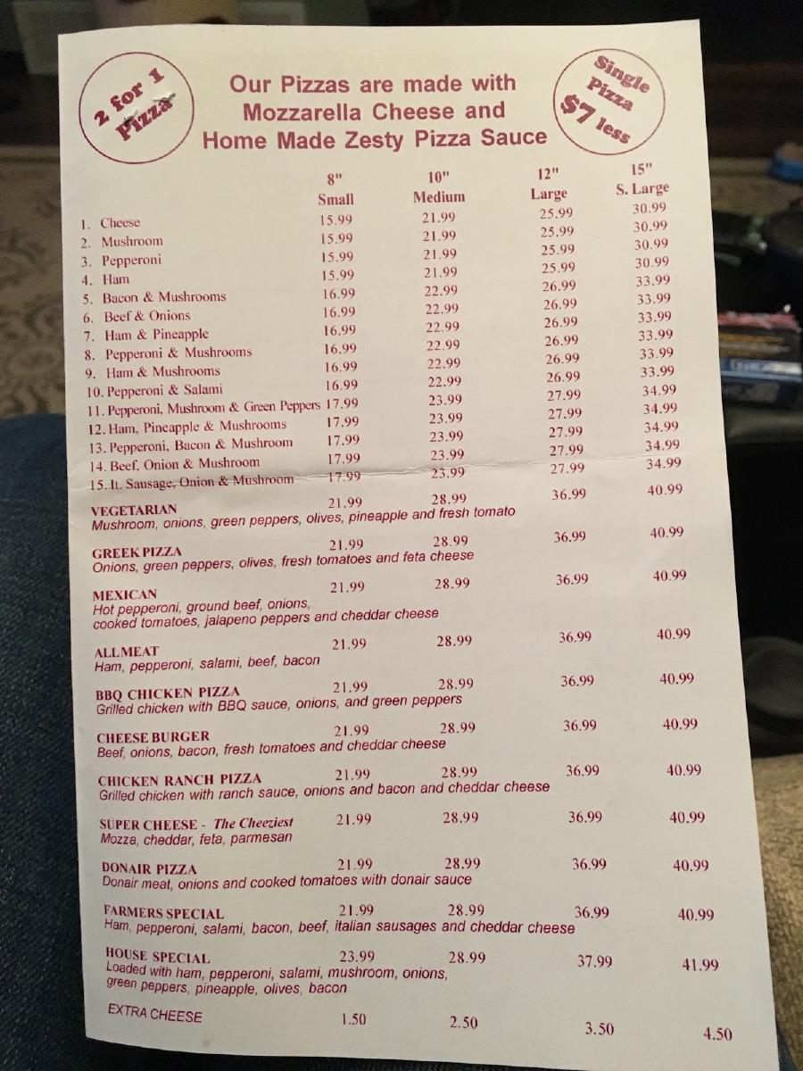 Menu at Foothills Pizza & Pasta pizzeria, Black Diamond