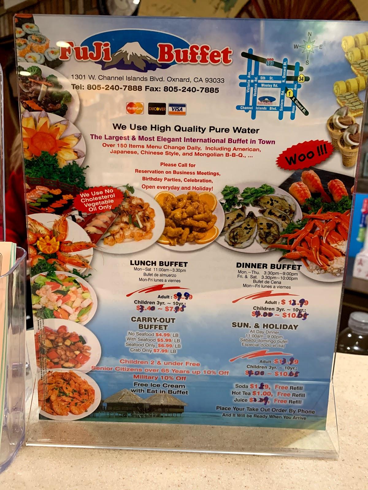 Menu at Fuji Buffet restaurant, Oxnard