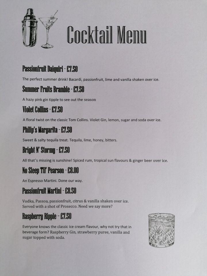 Menu at Larkin's Bar, Hull