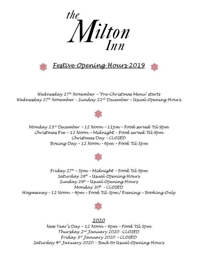 Menu at Milton Inn pub & bar, Dundee