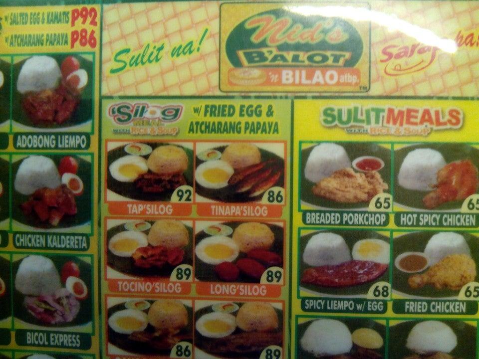 Carta del restaurante Nid's Balot N Bilao ATBP., Ciudad Quezon, J2JW+6GF