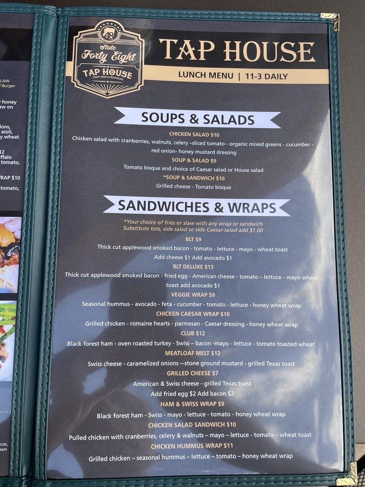 Menu at State 48 Brewery Tap House restaurant, Gilbert