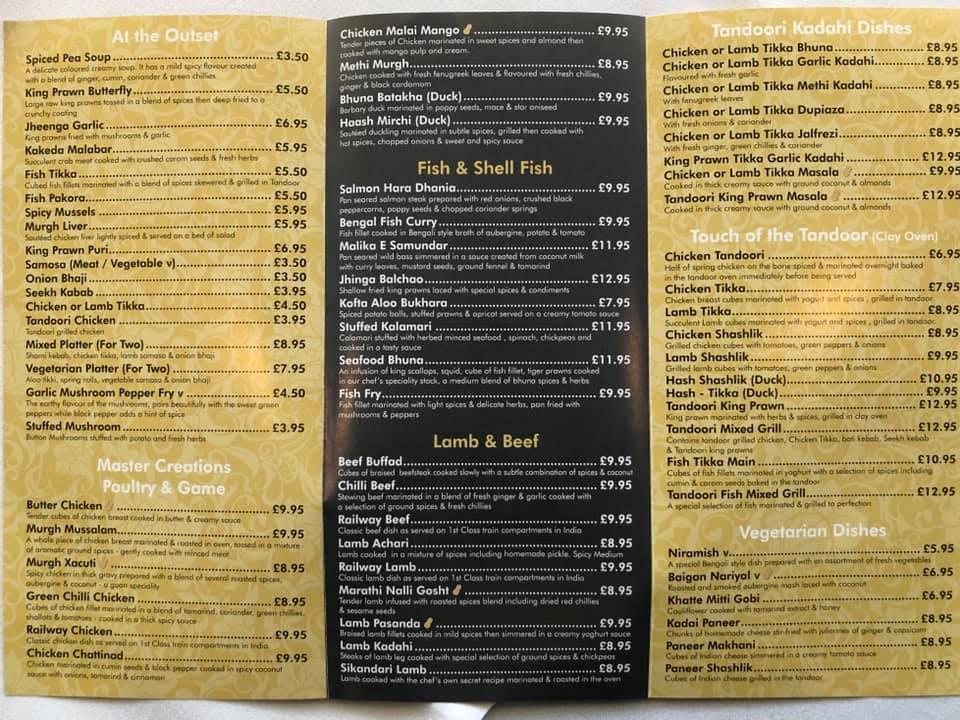 Menu at The Minster Tandoori restaurant, Margate, 1 High St