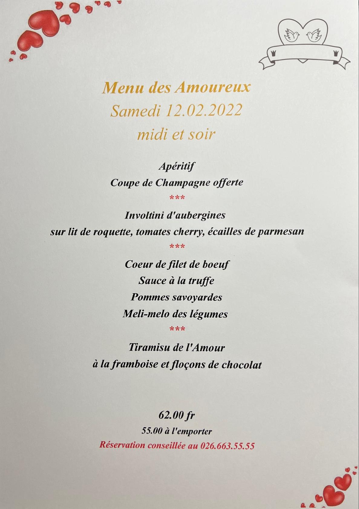 Menu au Brasserie de la Grappe, Cheyres