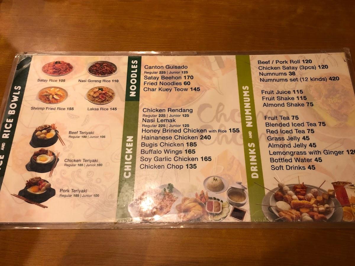 Menu at Chomp Chomp fast food, Manila, 2450 Leon Guinto St