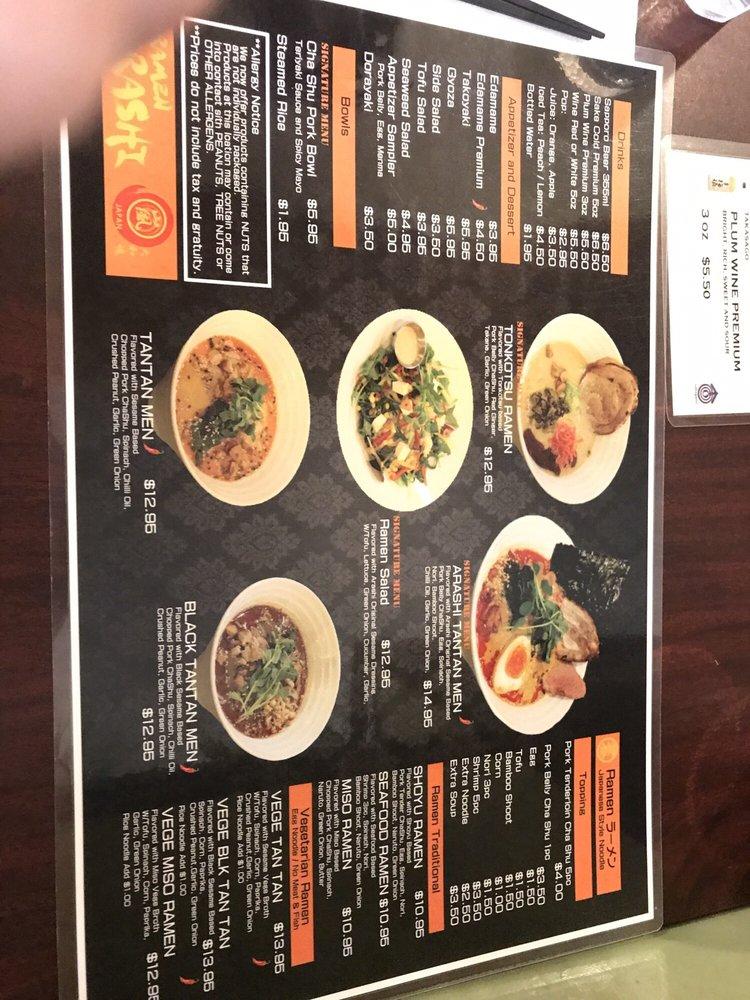 Menu at Ramen Arashi Banff restaurant, Banff