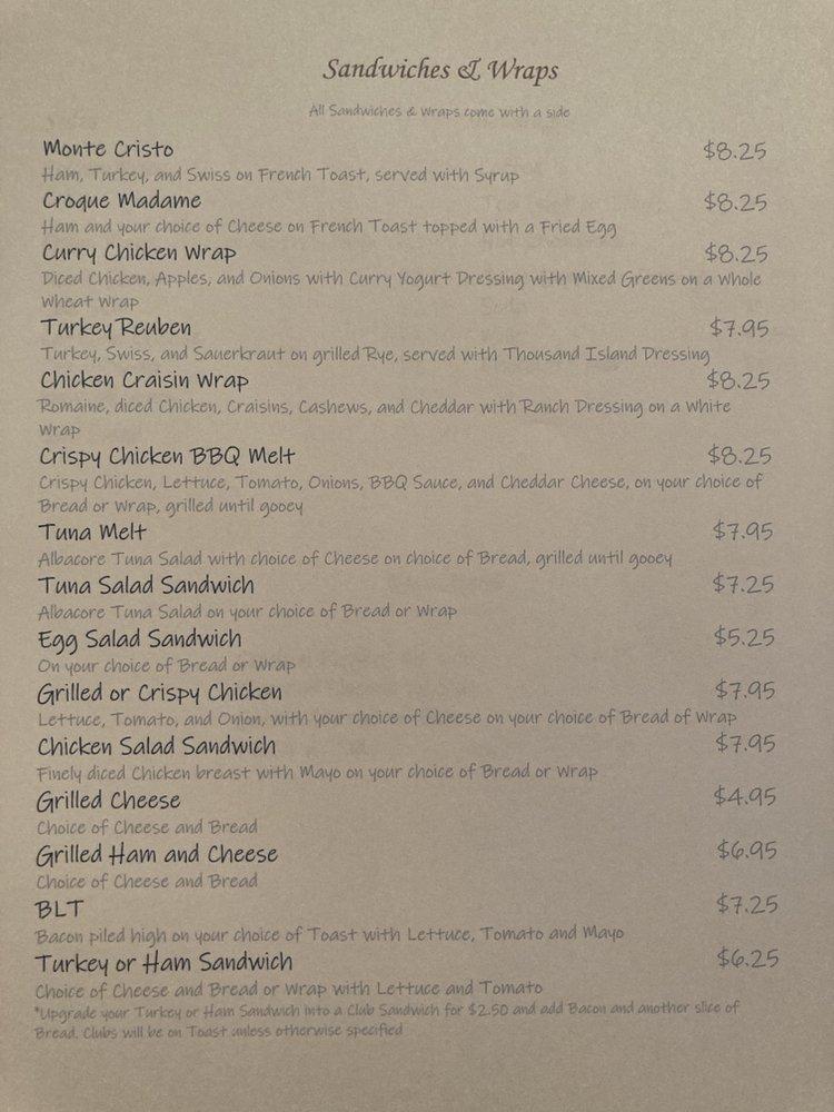 Menu at Simple Harmony restaurant, Wayland
