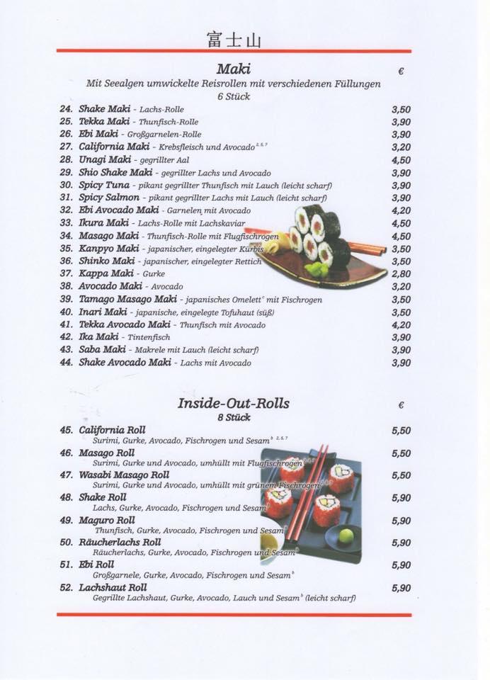 Menu at Fujisan Restaurant, Dresden, Bodenbacher Str. 120