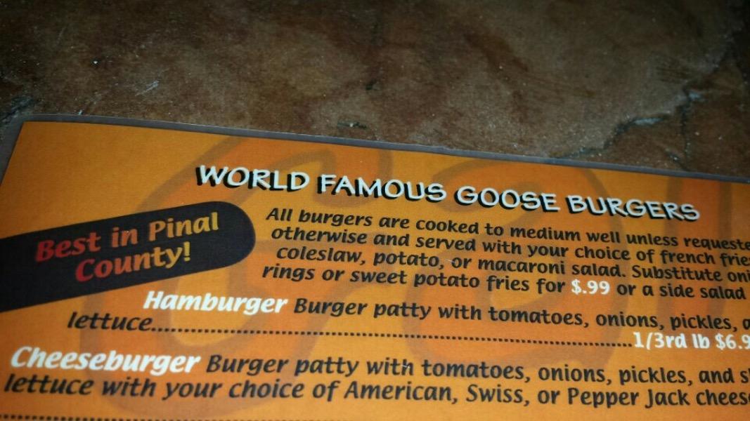 Menu at Gallopin Goose pub & bar, Coolidge