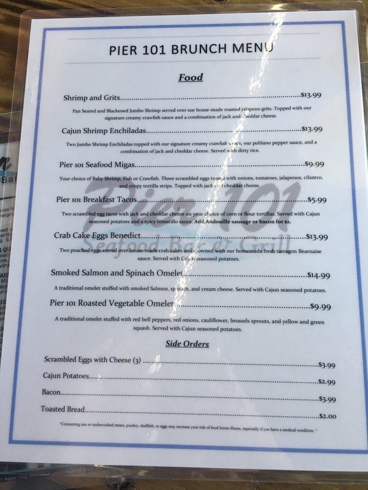 Menu at Pier 101 pub & bar, Rockwall