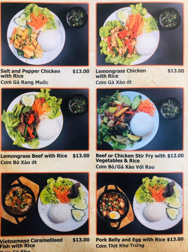 Menu at Saigon Noodle restaurant, Bondi Junction