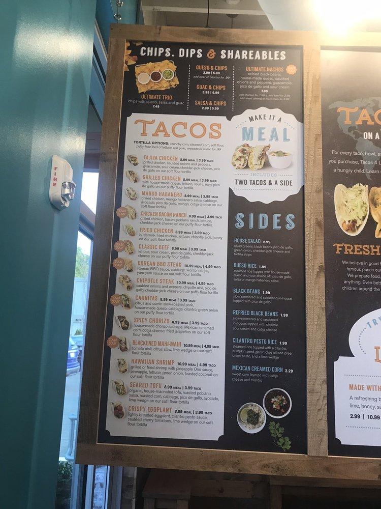 Menu at Tacos 4 Life restaurant, Collierville