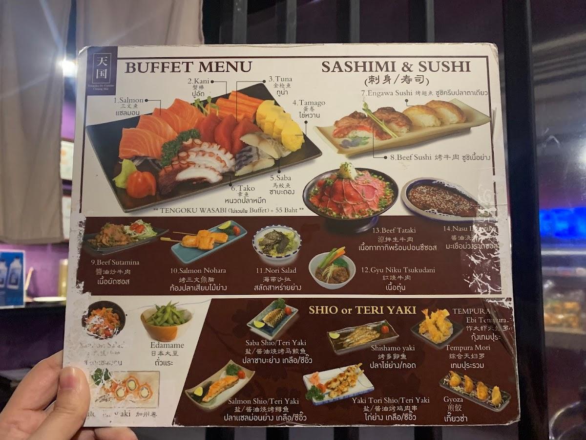 Menu at Tengoku De Cuisine restaurant, Chiang Mai