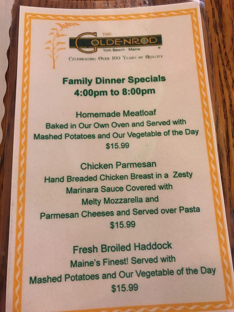 Menu at The Goldenrod restaurant, York