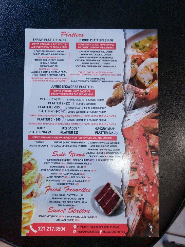 Menu at The Seafood Station restaurant, Orlando